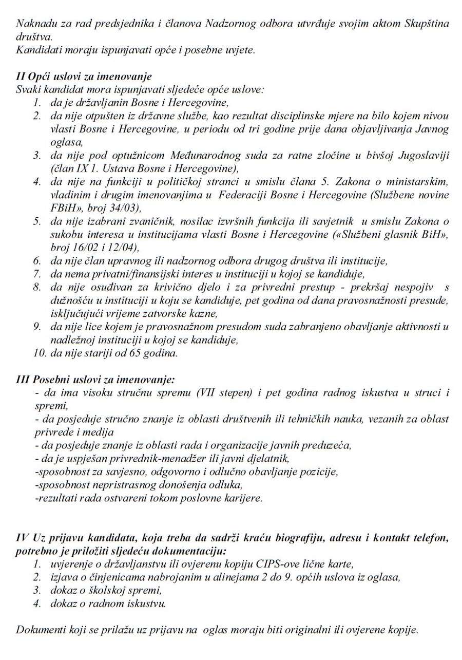 Raspisan konkurs za tri člana Nadzornog odbora RTV Zenica - Zenicablog