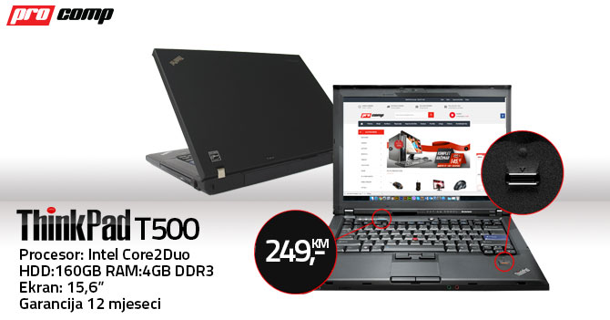 Ponuda koja se ne propušta! Laptop Lenovo Thinkpad t500 samo za 249 km ...