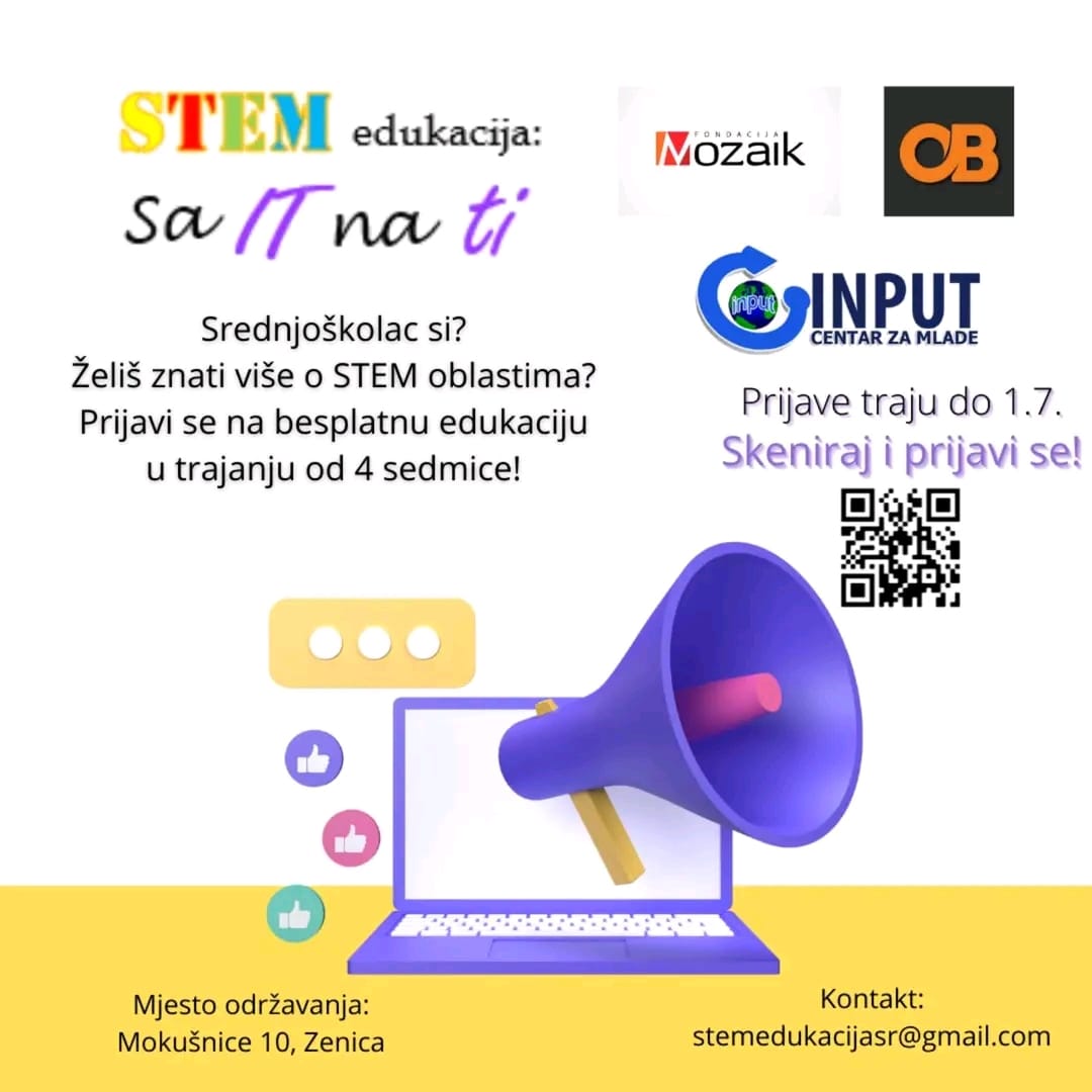 ZENICA: Besplatne STEM edukacije- Sa IT na ti - Zenicablog
