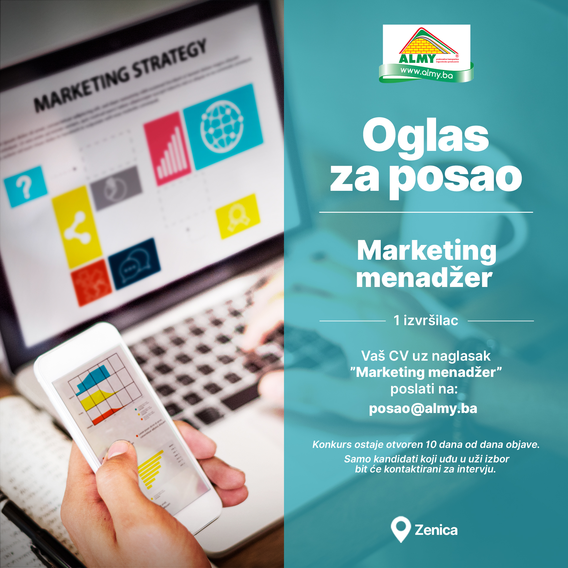 Oglas za posao: Marketing menadžer - Zenicablog