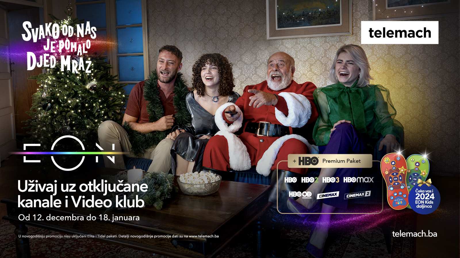 Svako od nas je pomalo Djed Mraz: Telemach BH za vas otključava dodatne kanale, Video klub i HBO ...
