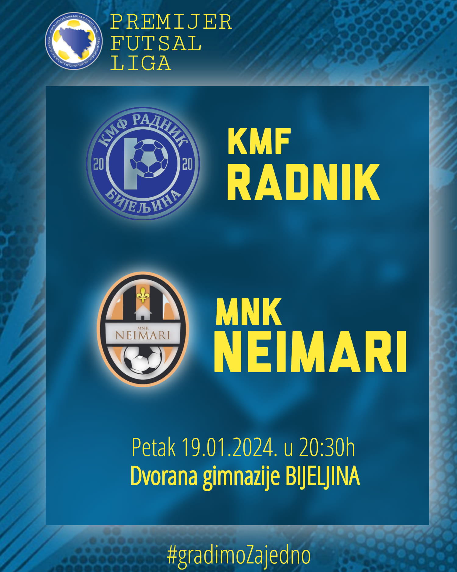 Nastavlja se Premijer futsal liga BiH, zenički MNK Salines-Neimari gostuju Radniku u Bijeljini ...