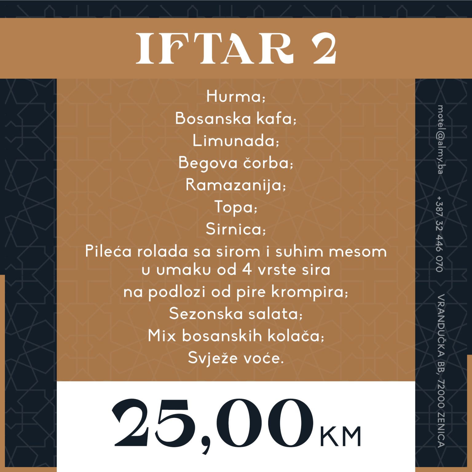 IFTARSKI MENU MOTELA ALMY - Zenicablog