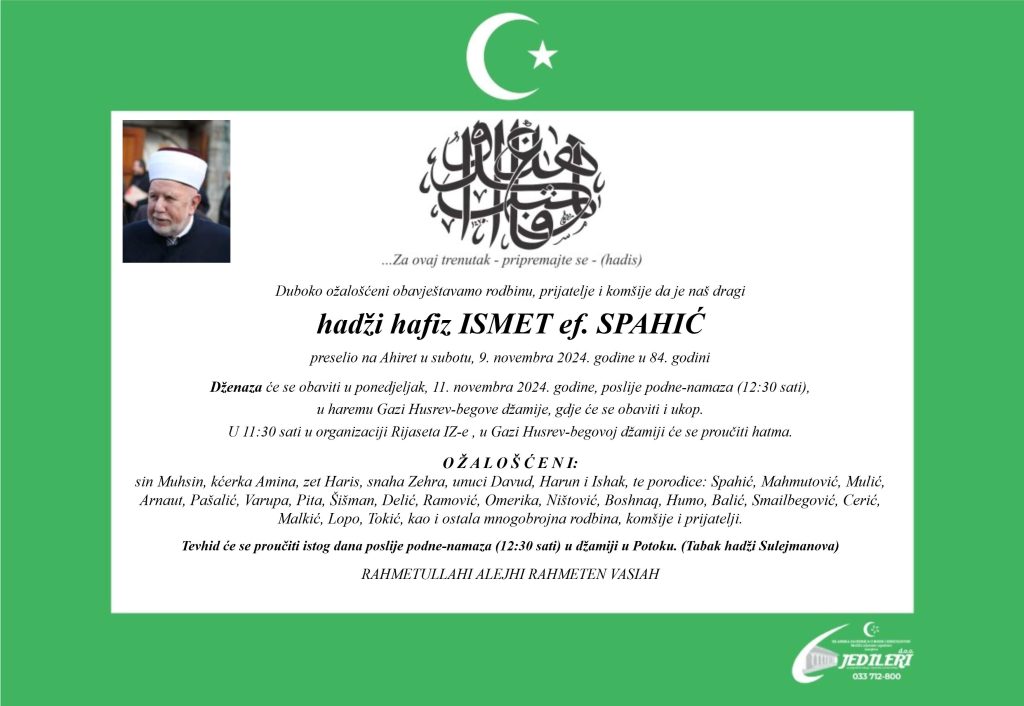 Poznat termin dženaze hafizu Ismetu Spahiću - Zenicablog